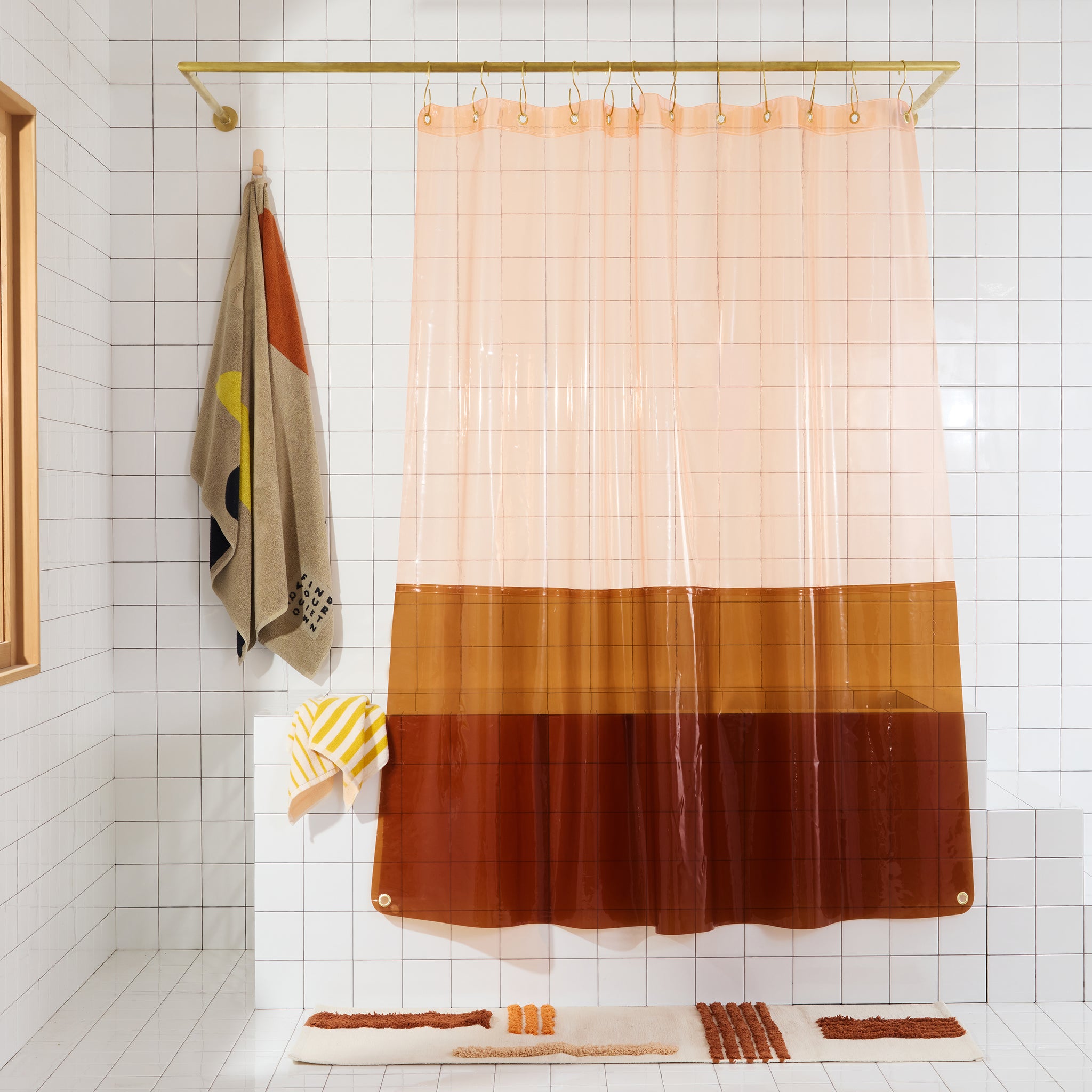 Sun Shower Orient Warm | Peach & Amber Shower Curtain | Quiet Town