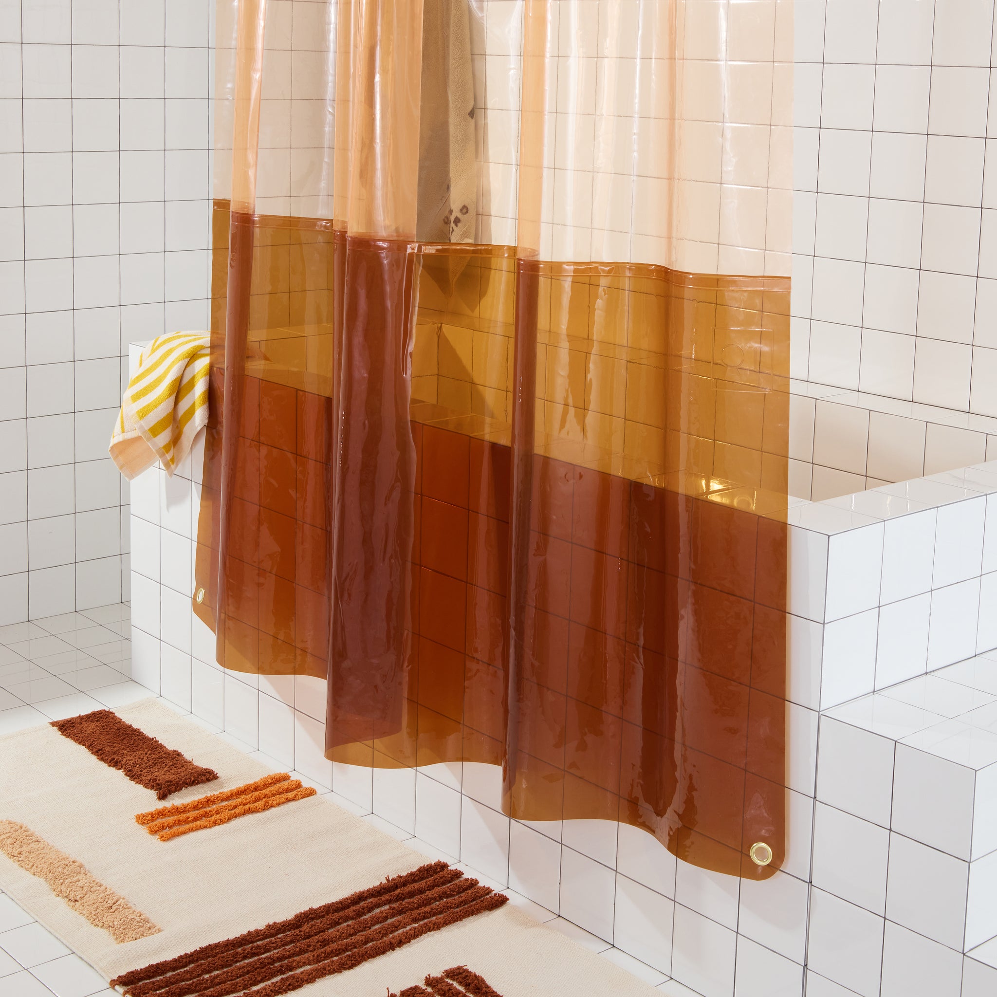 Sun Shower Orient Warm | Peach & Amber Shower Curtain | Quiet Town