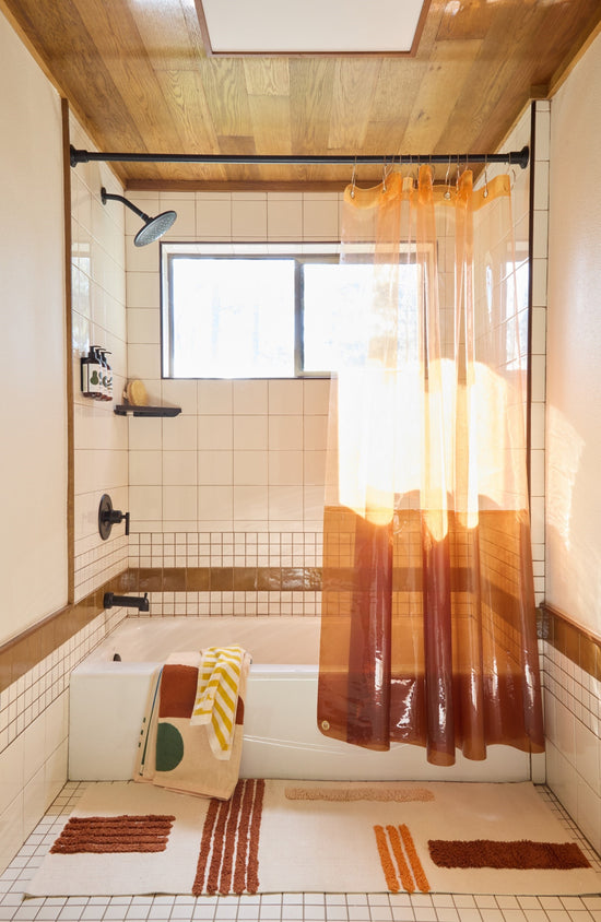 Sun Shower Orient Warm | Peach & Amber Shower Curtain | Quiet Town