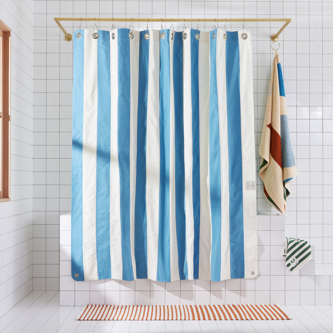 Catalina Atlantic | Striped Canvas Shower Curtain | Quiet Town